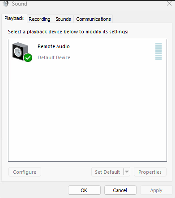 No Driver Audio in Windows Remote Desktop